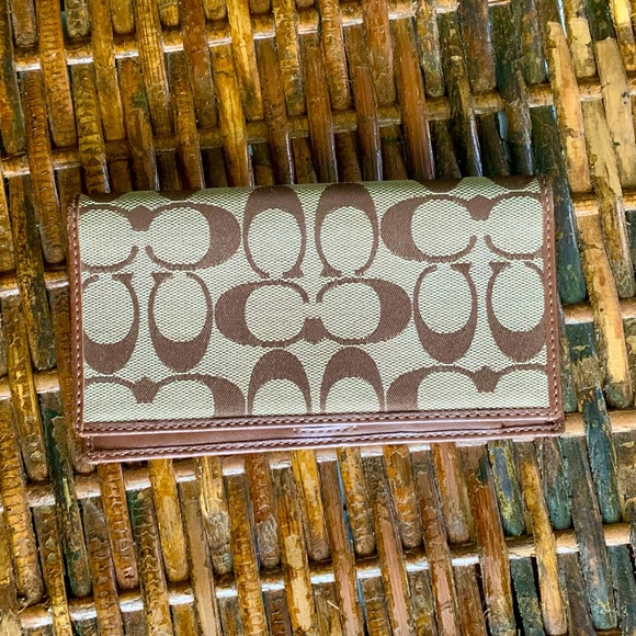 Coach | Bags | Coach Signature Cc Print Tan Leather Khaki Coated Canvas ...